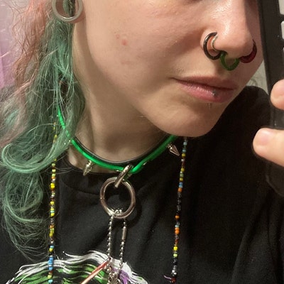 AORTA SINISTER Heart Collar in Black & White Vegan Leather, Half and ...