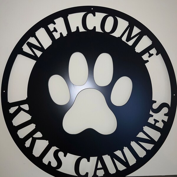 Metal Sign Front Door Monogram, Paw Print Custom Outdoor Metal Sign for ...