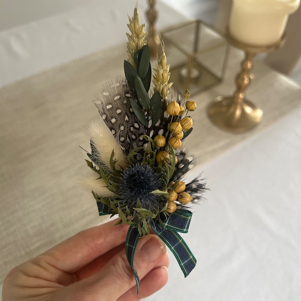 Thistle, Sixpence and Tartan Scottish Themed Buttonhole With Campbell ...