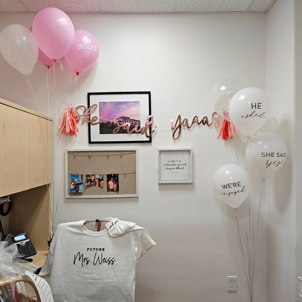 White Enagagement Balloon Decorations, She Said Yes Balloons ...