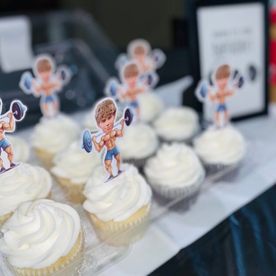 Female Powerlifting Face Cupcake Toppers,muscle Women Party Themed,gym ...