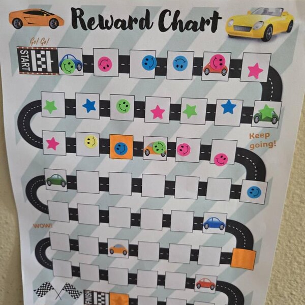 Race Car Reward Chart Printable Race Car Driver Sticker Good Behavior ...