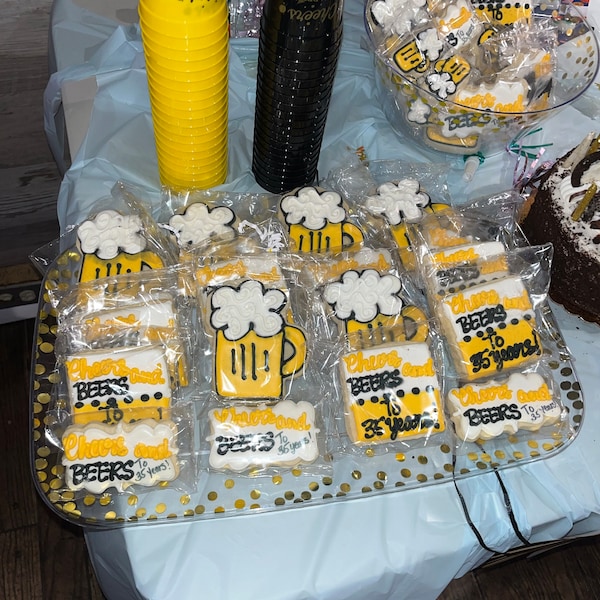 50th Birthday Beers and Cheers Birthday Sugar Cookies - Etsy