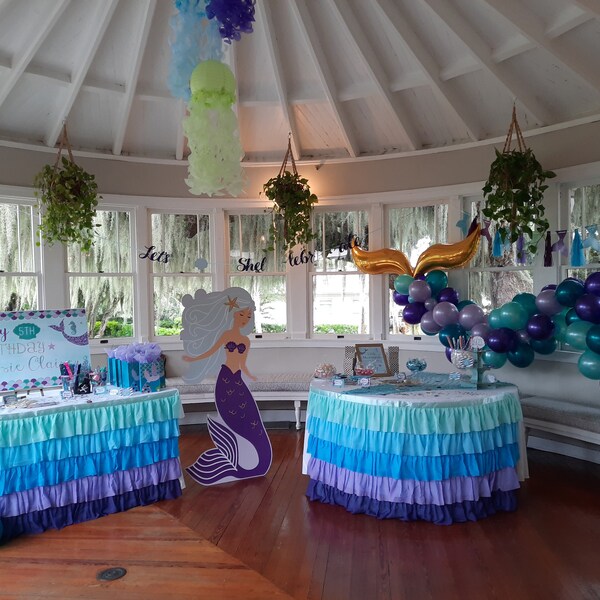 Mermaid Party Birthday Backdrop Purple Teal Gold Poster Under the Sea ...