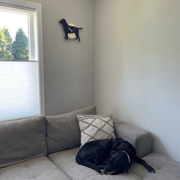 Wagging Tail Labrador Dog - Black & Yellow Silhouette - Wall Clock - Etsy