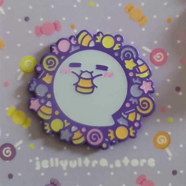 Gluttonous Ghost Enamel Pin | Kawaii Original Character Trick or Treat ...