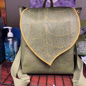 Green Cork Leather Leaf Backpack Made From Plant Based - Etsy Canada