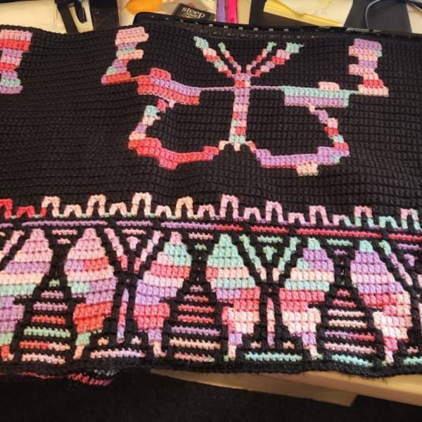 Mosaic Crochet Pattern 53 Chart With WRITTEN ROW REPEATS Boho Blanket ...