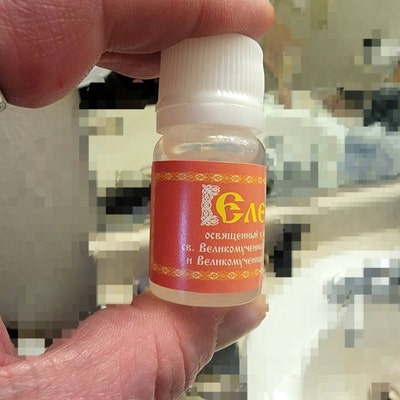 Oil is Consecrated on the Icon of George the Victorious Holy Oil Bottle ...