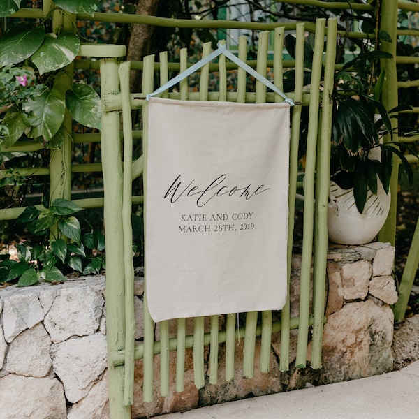 Aria Linen Welcome Wedding Sign // Welcome Wedding Sign // Wedding Wall ...