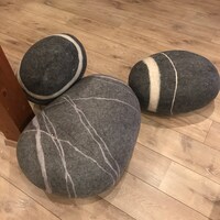 Natural Felted Wool. Soft Stone-poufs. the "conference Set" 3, 5 or 7 ...