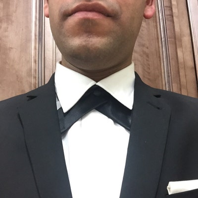 Vintage Black Satin Western Tie Mid Century Cowboy Style Colonel ...