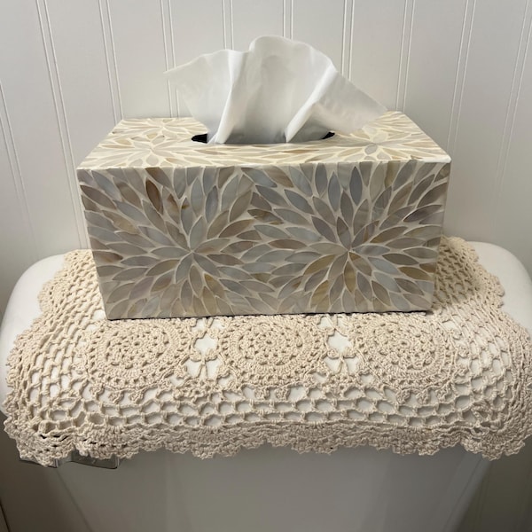 Mother Pearl Inlay Tissue Box Vintage Style, Rectangle Tissue Box ...