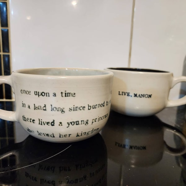 Striped Personalised Mug, Customised Stripe Cup, Hand Made Ceramics ...