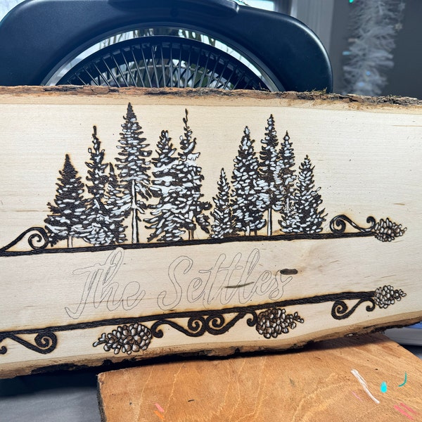 Laser Engrave File Pine Monogram SVG, Lightburn Glowforge Wood Burn ...