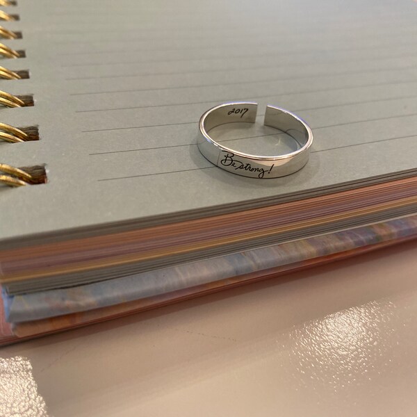 Actual Handwriting Band Ring - Custom Wedding Band Ring - Personalized Handwriting Gift - - Etsy