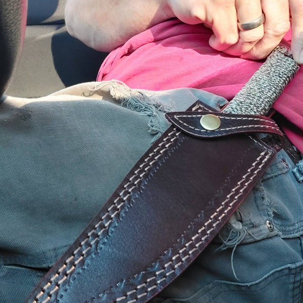 12" Long Custom Handmade Leather Sheath for Fixed Blade Knife Fits up ...