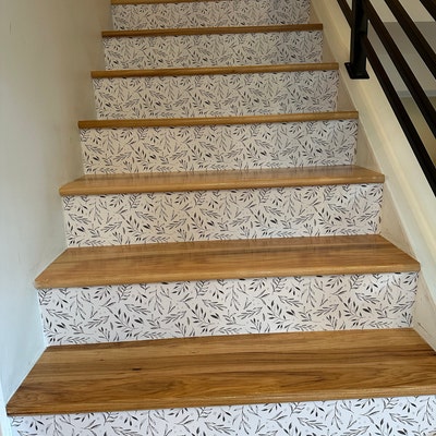 Herringbone Tile White Stair Riser Decals Vinyl Strips Minimalist ...