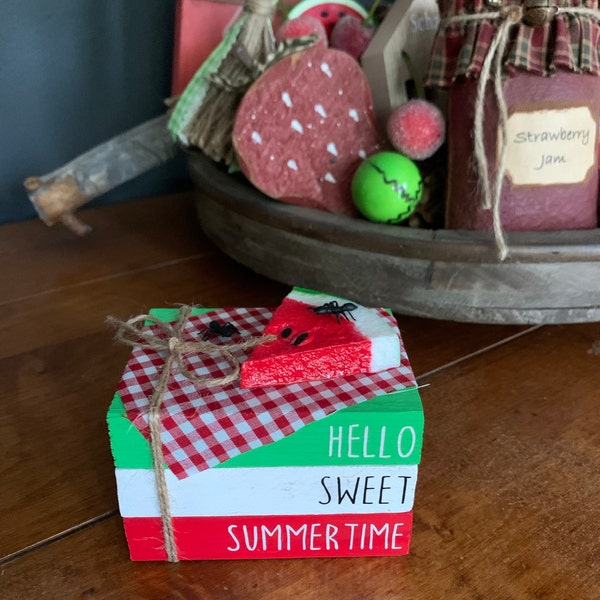 Watermelon Mini Book Stack, Summer Coffee Bar, Summer Decor, Farmhouse ...
