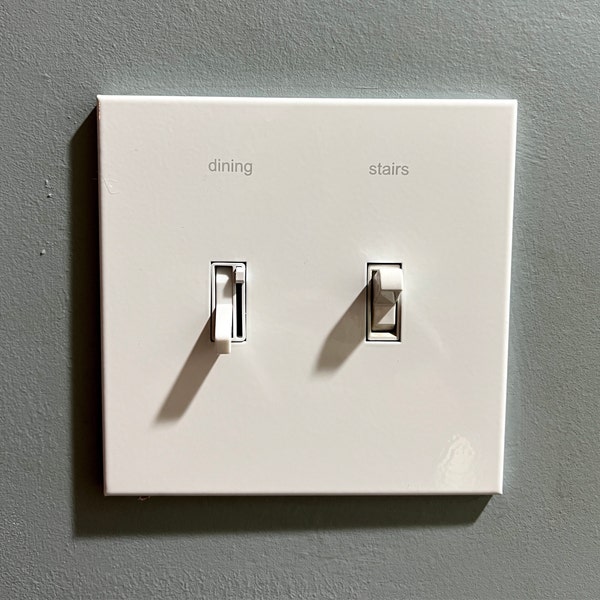 2 Gang: Custom Labeled Metal Switch Plate Cover for Toggle Switches ...