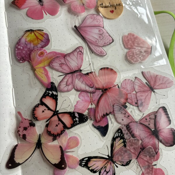 Pink Butterfly Stickers, Butterfly Sticker Pack, Transparent Background ...