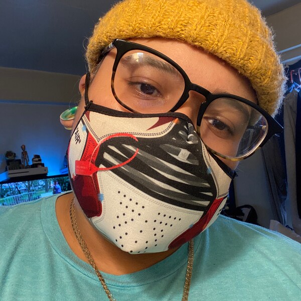 Farfetch Jordan Air Jordan 1 Mid Triple White Face Mask - Etsy