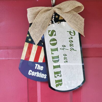 Proud of Our Soldier Army Door Hanger Sign Personalized, Military Sign ...