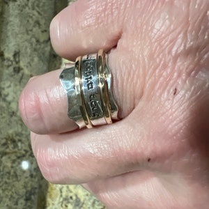Wide Spinner Rings for Women With 14K Gold Opal Stone, Rolling Ring - Etsy