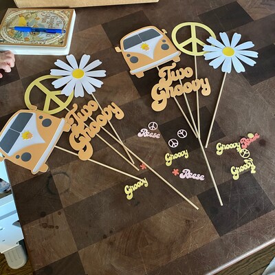 Two Groovy Party Centerpiece, Two Groovy Birthday Decor, Woodstock ...