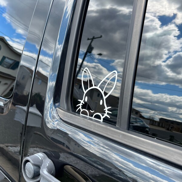 Rabbit Sticker; Peeking Bunny Car Decal, Rabbit Laptop Decal, Bunny ...