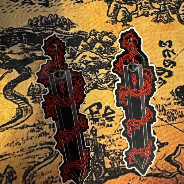 Dragonslayer Sword Sticker, Guts’ Sword Waterproof Vinyl Sticker, Dark ...