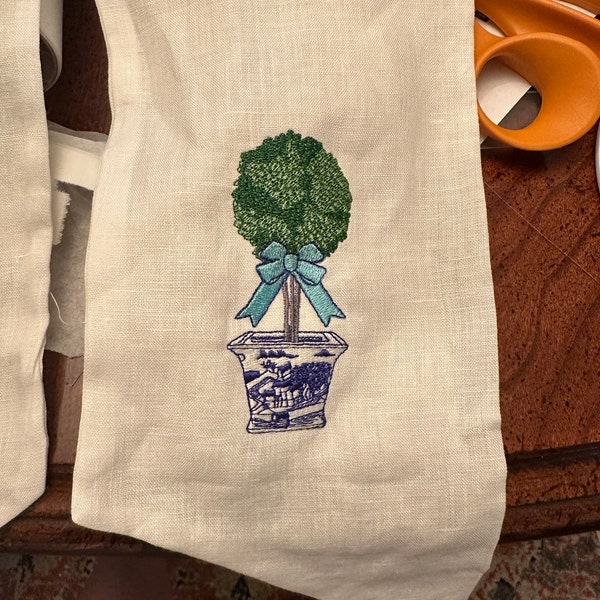 Chinoiserie Topiary Embroidery - Blue Willow - Machine Embroidery File ...