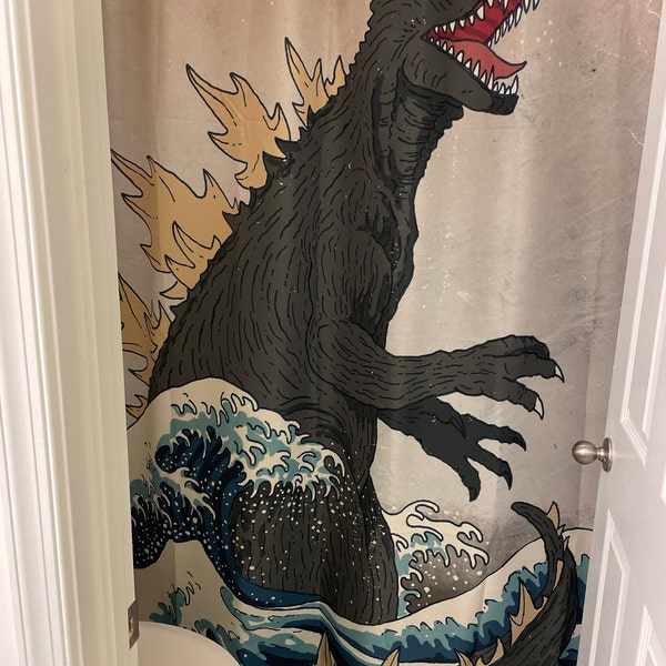 Godzilla Shower Curtain, Japanese Shower Curtain, Traditional Japanese ...