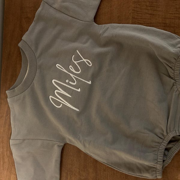 Baby Sweatshirt Romper, Organic Cotton Embroidered Long Sleeve Infant ...