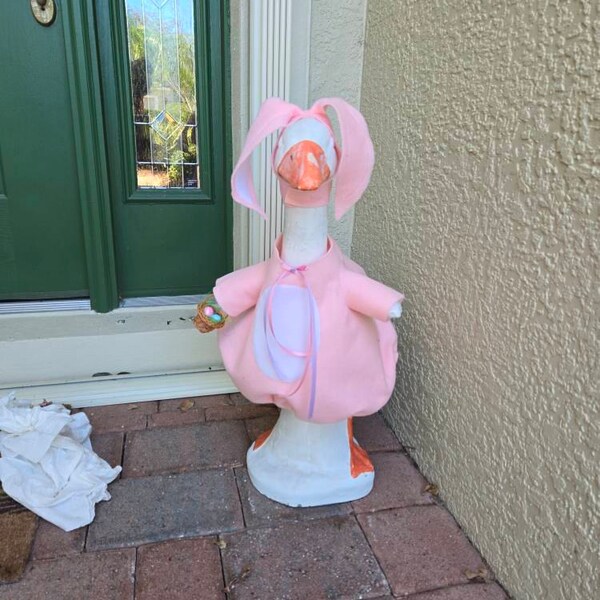 Pink Easter Bunny Porch Goose Outfit - Fits 23 to 25 Inch Plastic or ...