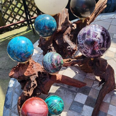 Handmade Sphere Stand Made Out of Texas Deiftwood Coated With Lacquer ...