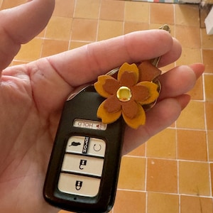 Leather Cherry Blossom Keychain, Small Flower Bag Charm - Etsy