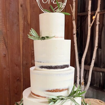 Silver Wedding Cake Topper Personalized Wreath Wedding Cake - Etsy