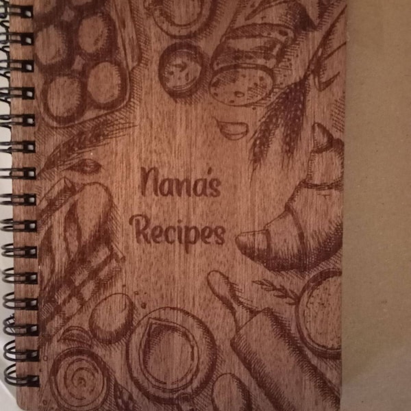 Personalized Wood Spiral Recipe Notebook Book Blank/lined Gift for Mom ...