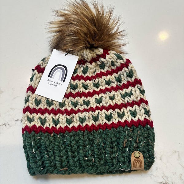 Christmas Knit Hat, Winter Tuque - Etsy