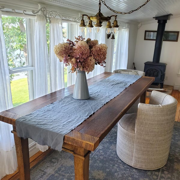 White Linen Gauze Curtain Panel With Ruffle, Boho Window Curtains ...