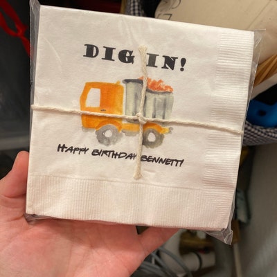 Construction Birthday Dig in Boy Party Personalized Cocktail, Luncheon ...