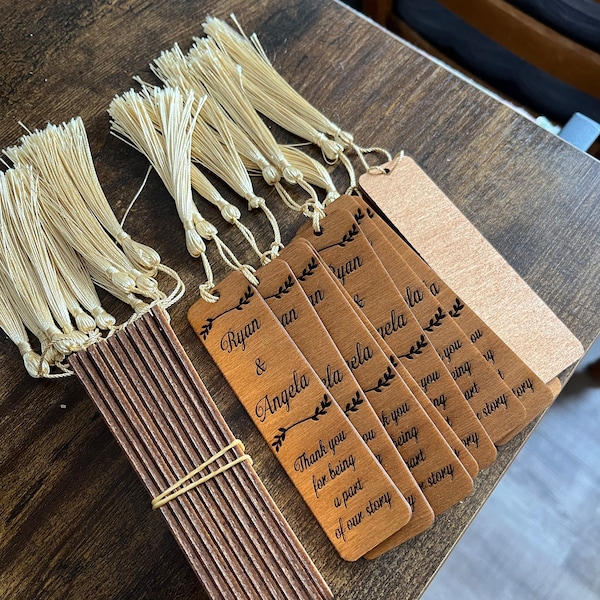 30 PCS Personalized Wooden Bookmarks With Tassel, Wedding Favors for ...