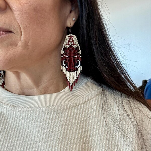 Golden Raven - Handwoven Beaded Earrings,long Modern Earrings,dark ...