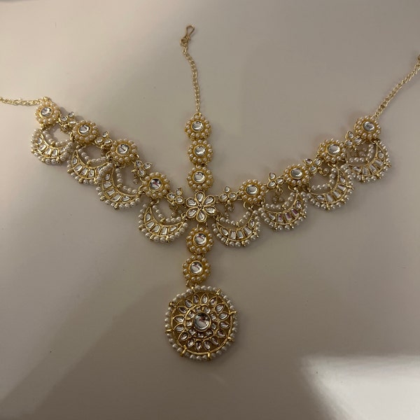 Lovely Gold Toned Sune Studded Matha Patti Gift for Her/hair Jewellery ...