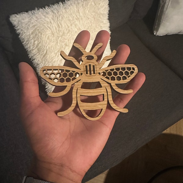 Manchester Bee Coaster - Oak Wood Coaster - Honeycomb Wings ...