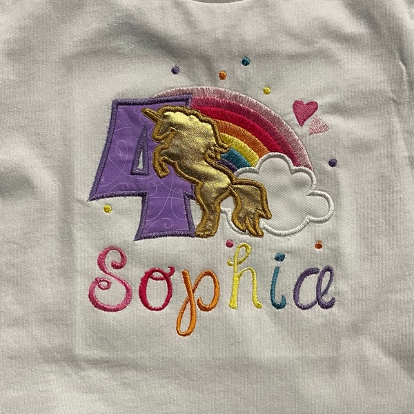 Cute Rainbow Birthday Number 4 FOUR Machine Embroidery Applique Designs ...