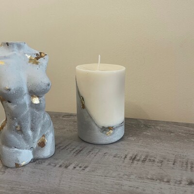 Large Female Torso Goddess Sculpture Gift Set Concrete Candle Concrete ...