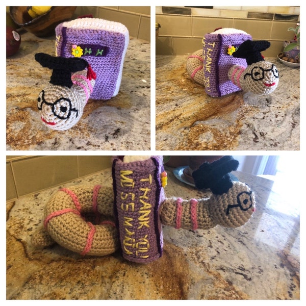 Bookworm Crochet Pattern, Crochet Bookworm Amigurumi, Book Crochet ...