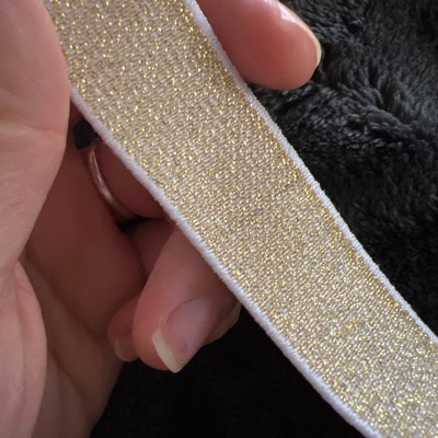 25mm Metallic Elastic Stretch Band Ribbon Trim by 1-yard, Gold, Silver ...